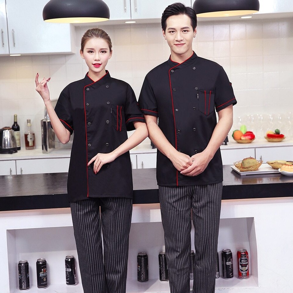 Short Sleeve Restaurant Chef Kitchen Work Uniforms Double Breasted ...