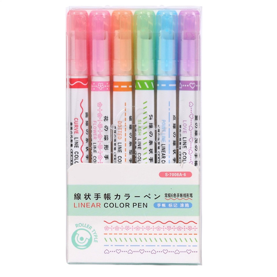 6pcs Magic Border Pen Curve Highlighter Pens Set For Drawing Note ...