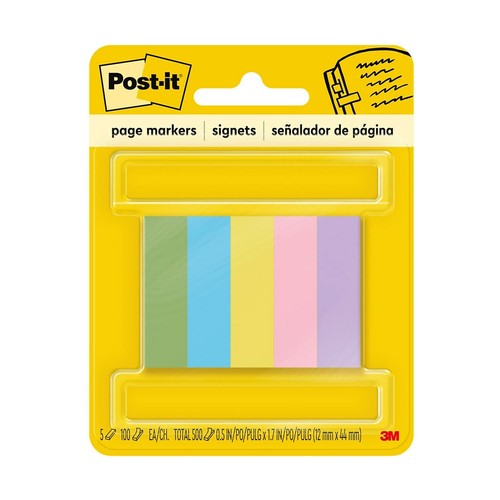 Post-it Page Flag Markers Assorted Colors 100 Flags/Pad 5 Pads/Pack ...