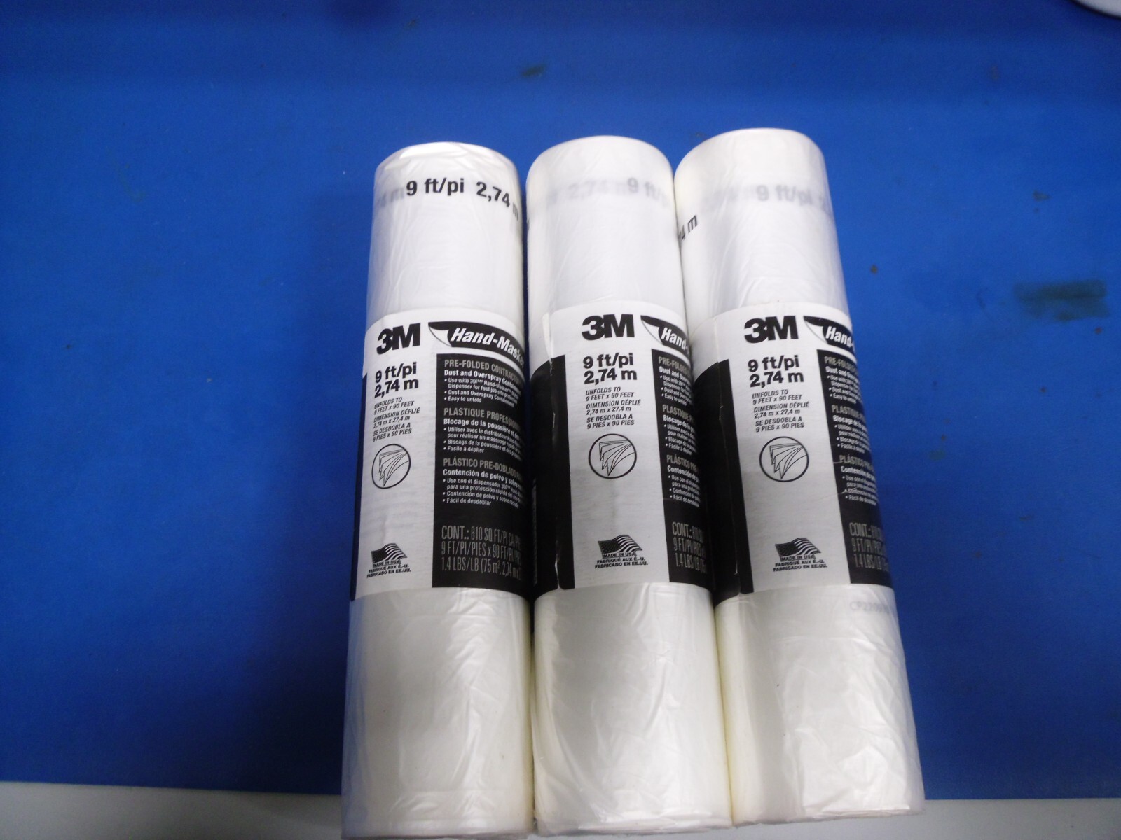 3 pack 3M Hand-Masker 9 ft. W X 90 ft. L Plastic Masking Film D3 | eBay