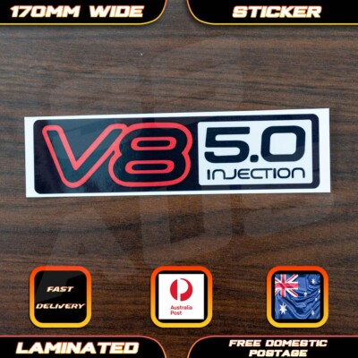 Holden V8 5 Litre Injection Commodore Style Retro Racing Sticker Decal ...
