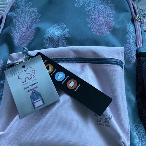 Ivory Ella 17" Pink/Blue Paisley Backpack Adjustable Padded Straps ...