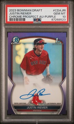2023 BOWMAN DRAFT CHROME JUSTIN RIEMER AUTO PURPLE REFRACTOR /250 Red ...