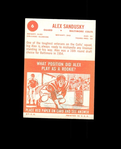 1963 Topps 6 Alex Sandusky EX #D1,440807 | eBay