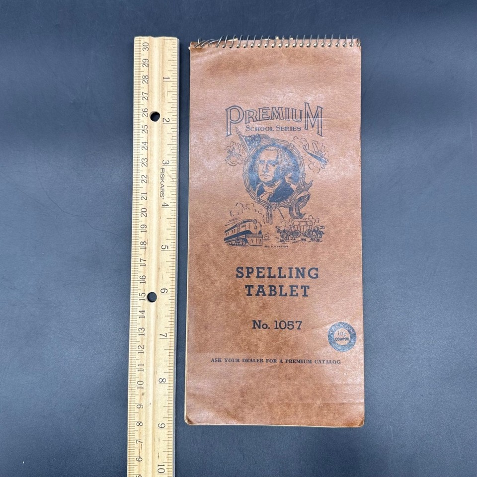 Premium School Spelling Tablet Vintage 1950s Spiral Notebook ...