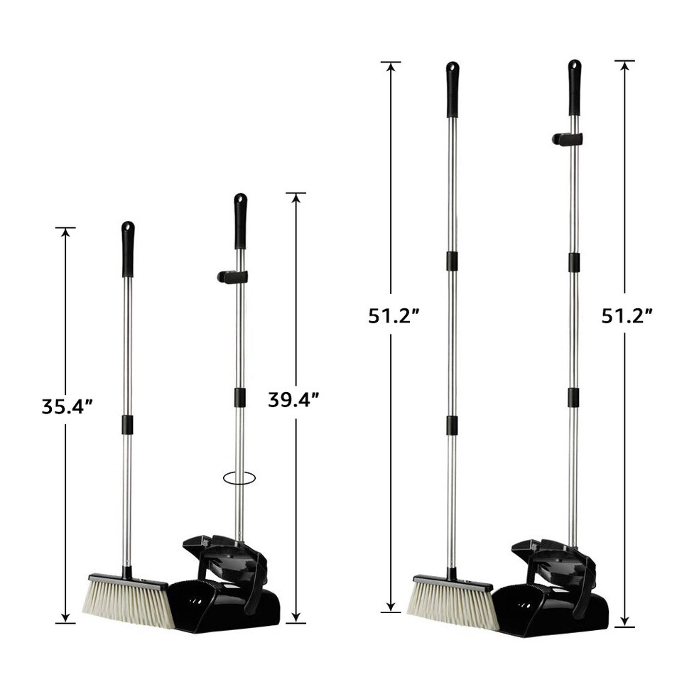 Upright Broom Dustpan Combo Sweep Set with 50" Extended Adjustable ...