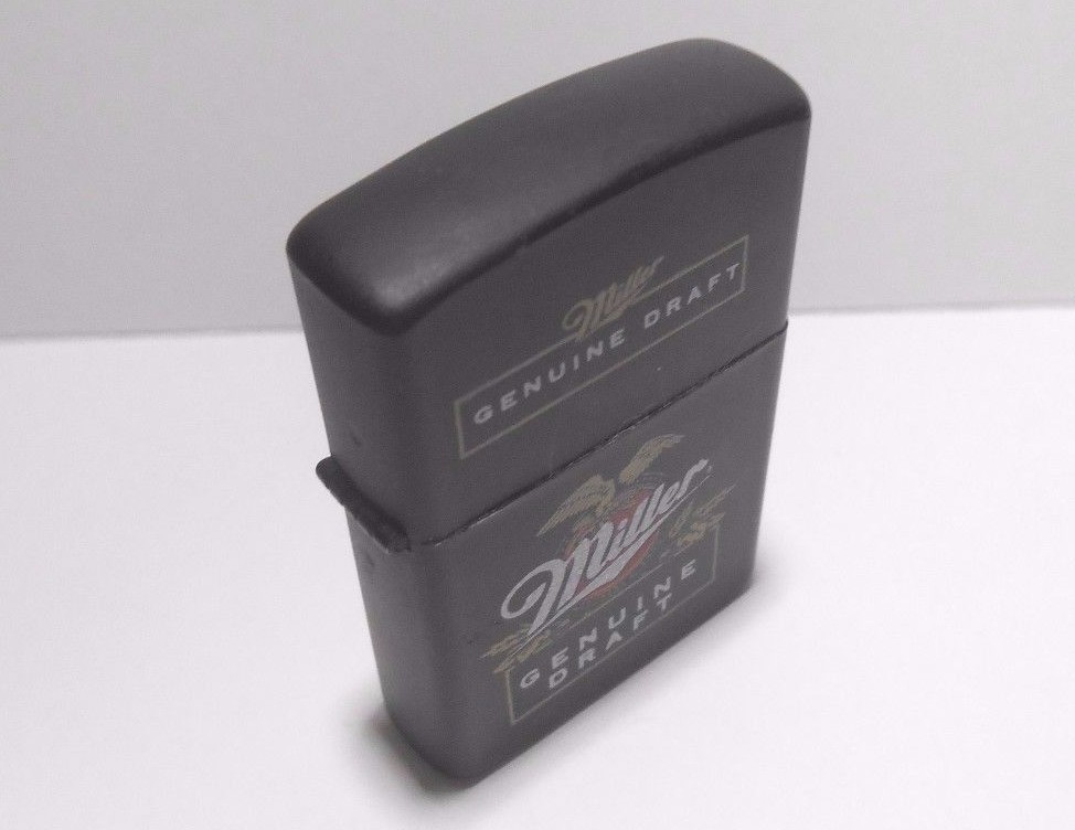 VINTAGE AADLP MILLER GENUINE DRAFT BEER AD BLACK CIGARETTE LIGHTER ...