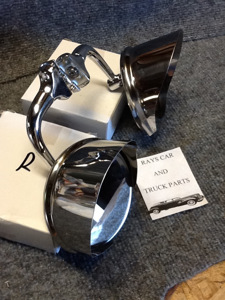 Vintage Style Peep Mirrors with Removable Visors | Chrome | Side View ...