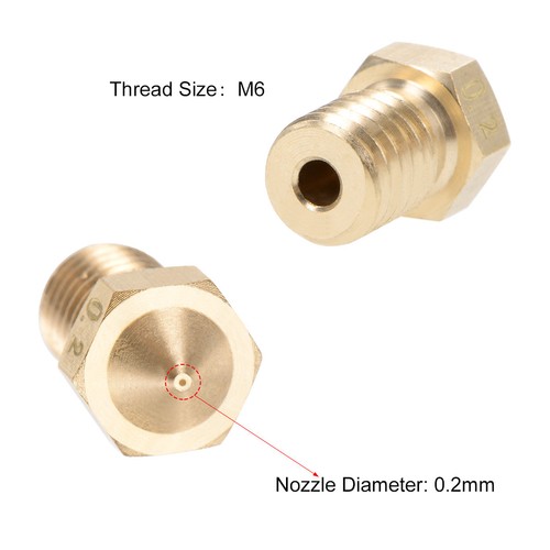 0.2mm 3D Printer Nozzle Head M6 Thread V5 V6 1.75mm Extruder Print ...