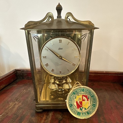 Vintage German Schatz 400-day anniversary clock Encased in Brass Etched ...