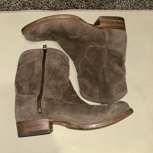 TECOVAS Men's 10.5 EE The Roy Granite Suede Side Zip Western Boots 1013 ...