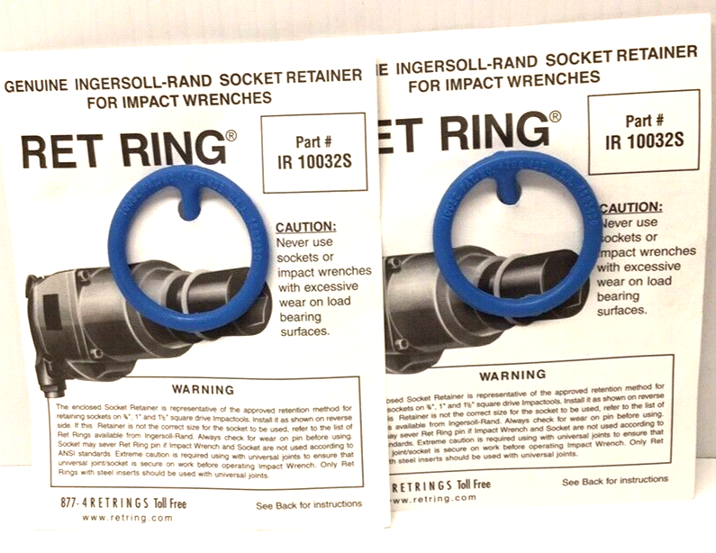 Ingersoll Rand IR 10032S Ret Ring Socket Retainer For Impact Wrench ...