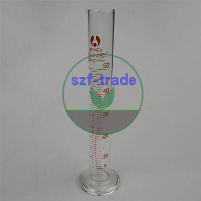 1PC 50mL Graduated Measuring Glass Cylinder Lab Borosilicate Glassware ...