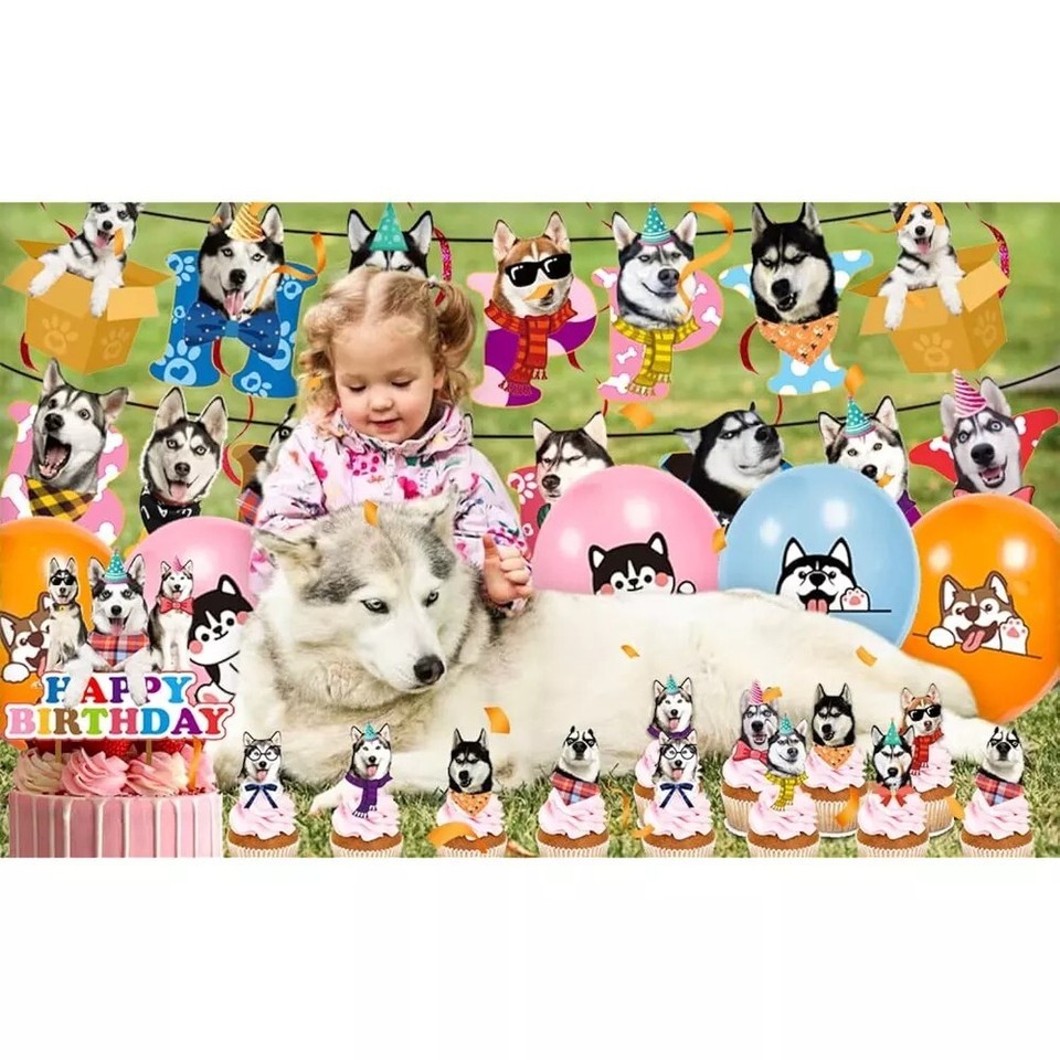 Siberian Husky Party Decorations Suit Funny Husky Theme Birthday Party ...