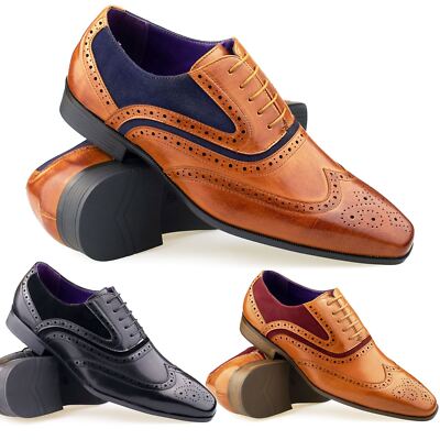 New Mens Leather Brogues Italian Style Lace Up Shoes Smart Casual Form ...