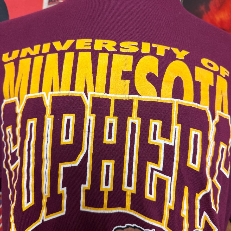 Vintage 90s Minnesota Golden Gophers T Shirt NCAA College Tee Mens Sz ...