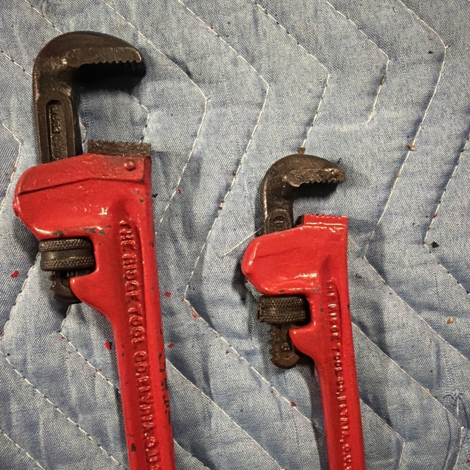 Ridgid Pipe Wrench Set 5 Steel Wrenches Made in USA 18" 14" 10" 8" 6 ...