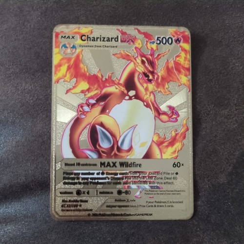 Pokemon Charizard DX 52/100 Gold Metal Pokemon Card Max Wildfire HP500 ...