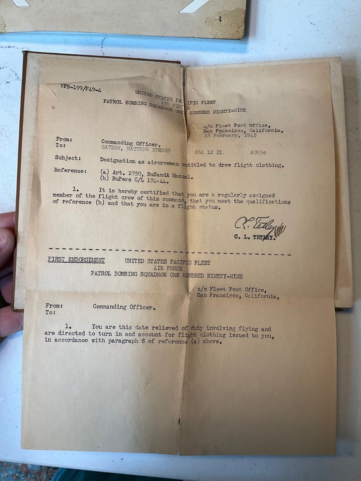 NAMED WWII VPB-199 US Navy Aviators Flight Log Book PV-1 PV-2 WW2 ...