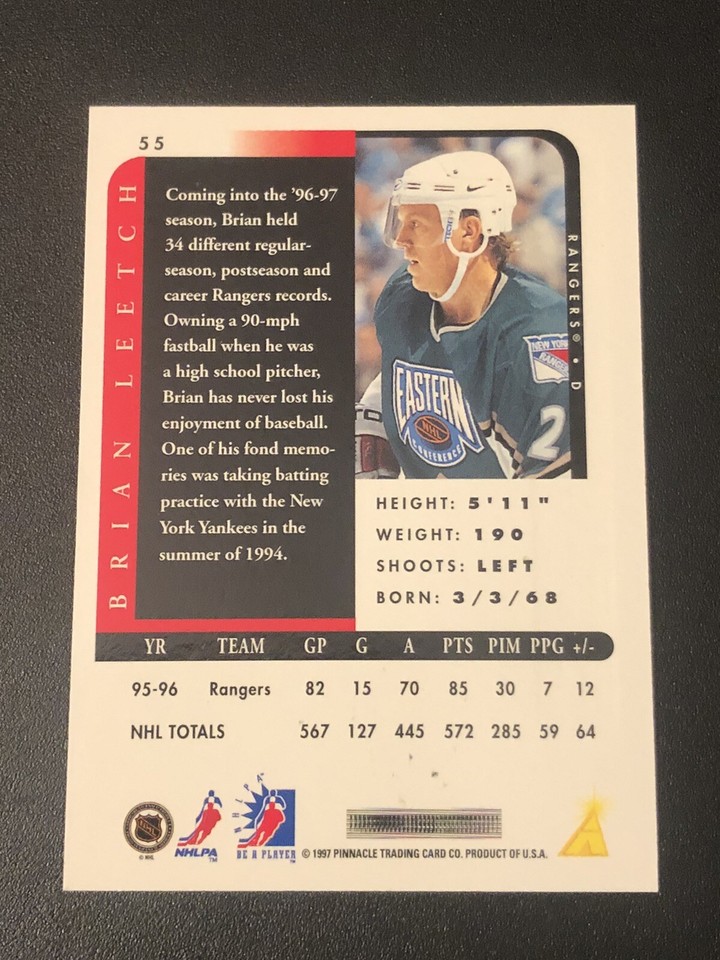 1996-97 Pinnacle Be A Player Auto Brian Leetch #55 Auto | eBay