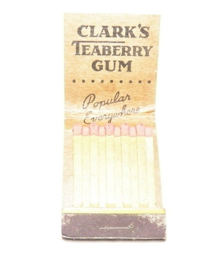 NEAR MINT 1940s Clark's Teaberry Chewing Gum Full Match Book - Colorful ...