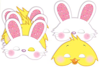 6 Easter Bunny / Chick Mask Rubber Band Child Play Fun Party Rabbit ...