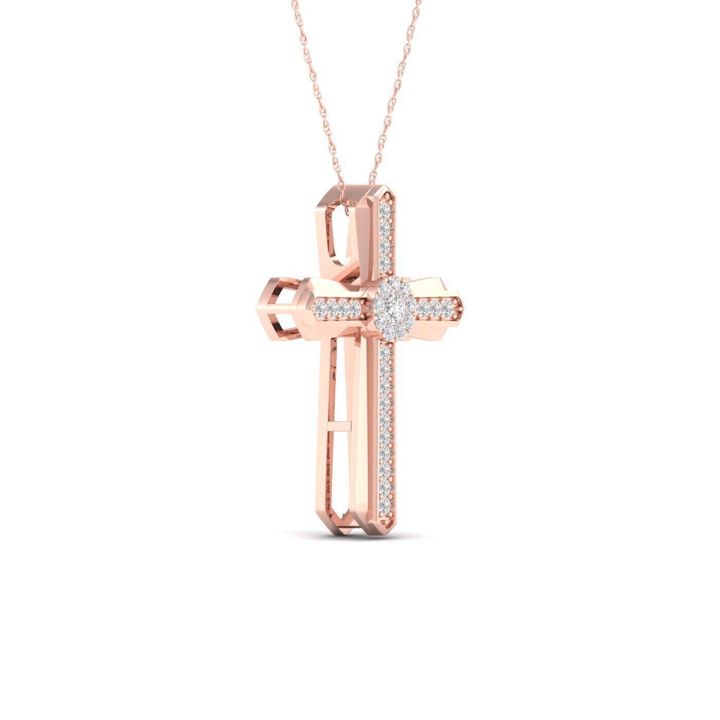 10k Rose Gold 0.13Ctw Diamond Pendant Necklace, H-I I2 Perfect Gift for ...
