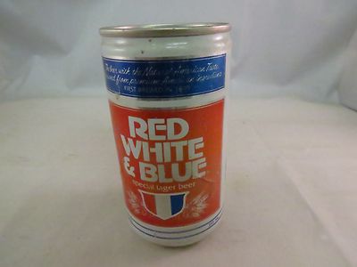 Red White & Blue Special Lager Beer can, empty 12 oz, pull top can ...