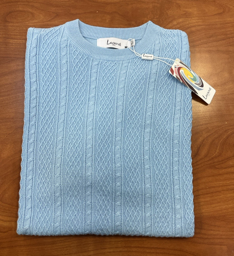 SALE LaVane Men's Solid Cable Light Weight Short Sleeve Sweater M-3X ...