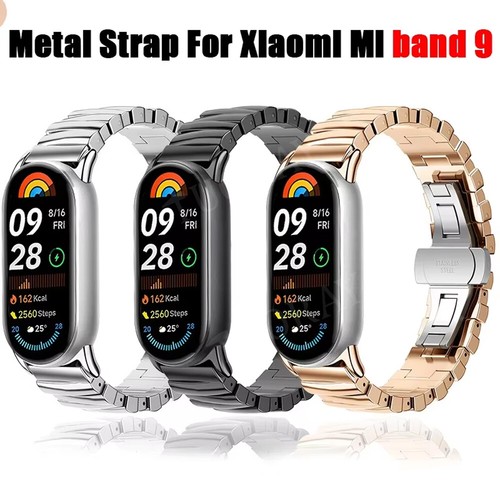 Stainless Steel Wrist Band for Xiaomi Mi Band 9 8 NFC Smart Watch Strap ...