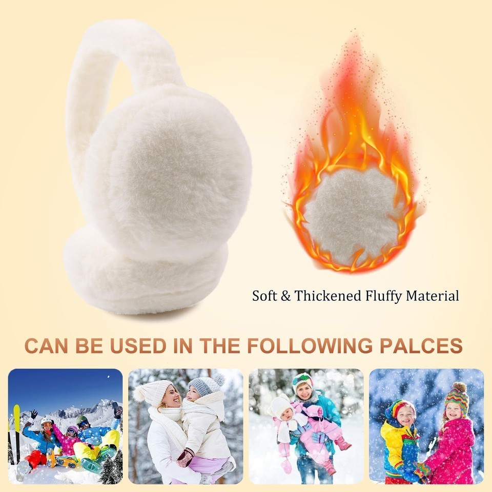 Women's Foldable Fluffy Ear Muffs Winter Warmer Cosy Super Soft Men ...