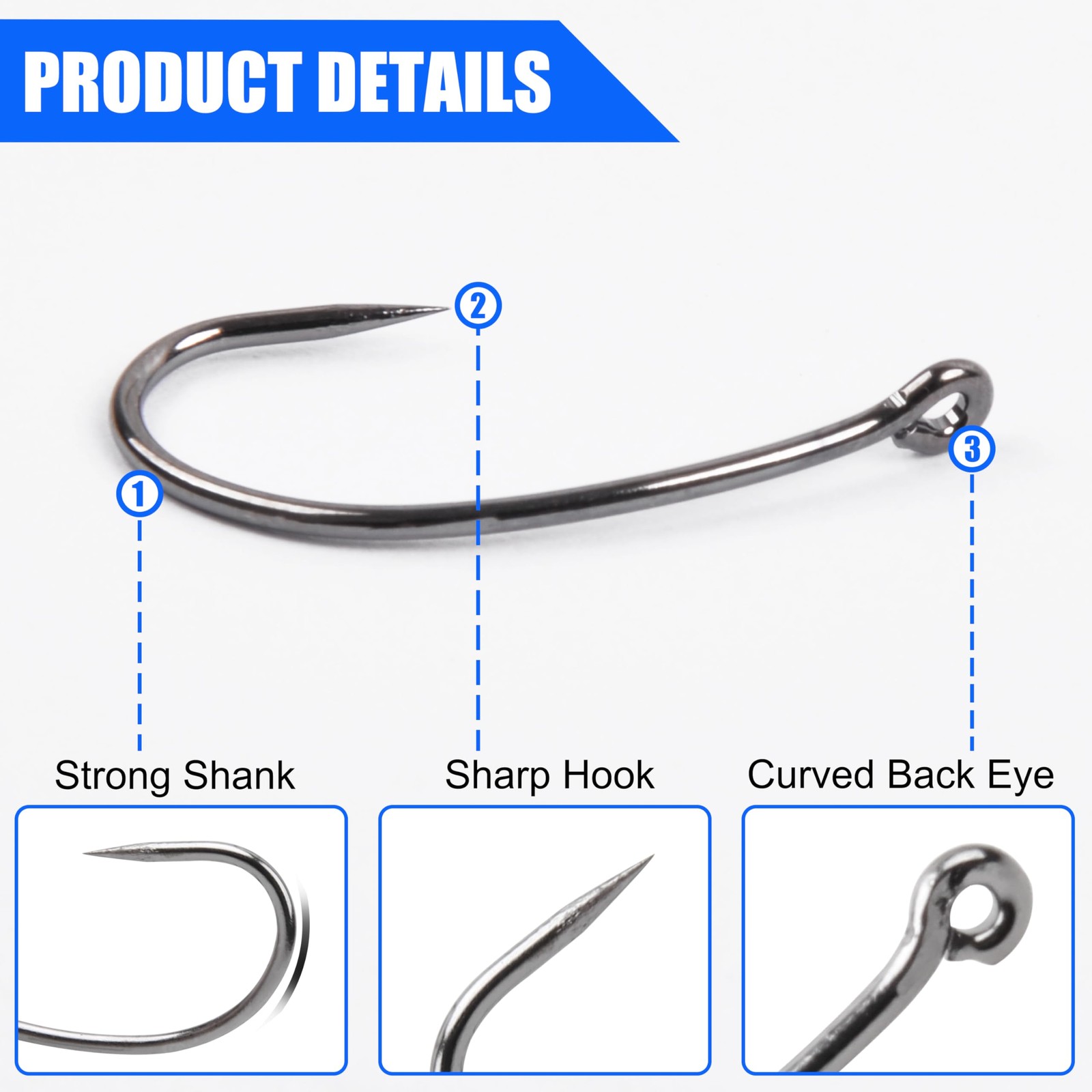 250 PCS Barbless Fishing Hooks Kit Carp Small Trout Circle Curved Shank ...