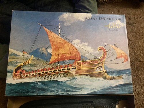 Vintage Aurora Heller 1977 Bireme Imperator Roman Warship 1/75 Scale ...