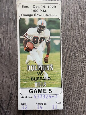 VINTAGE RARE 1979 NFL FOOTBALL TICKET STUB MIAMI DOLPHINS BUFFALO BILLS ...