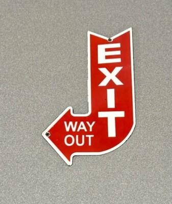 VINTAGE RARE 12” EXIT WAY OUT ARROW PORCELAIN SIGN CAR GAS OIL TRUCK | eBay