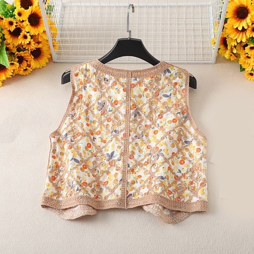 Women s Embroidery Cropped Cardigans Sleeveless Open Front Cardigans ...