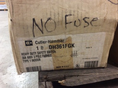 Cutler Hammer Heavy Duty Safety Switch DH361FGK 30 Amp 600 Volt Non ...