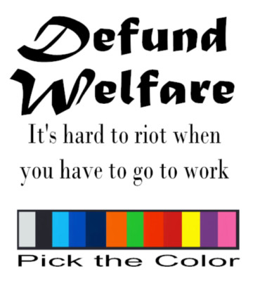 Vinyl Decal Bumper Window Car Truck Sticker - Defund Welfare | eBay