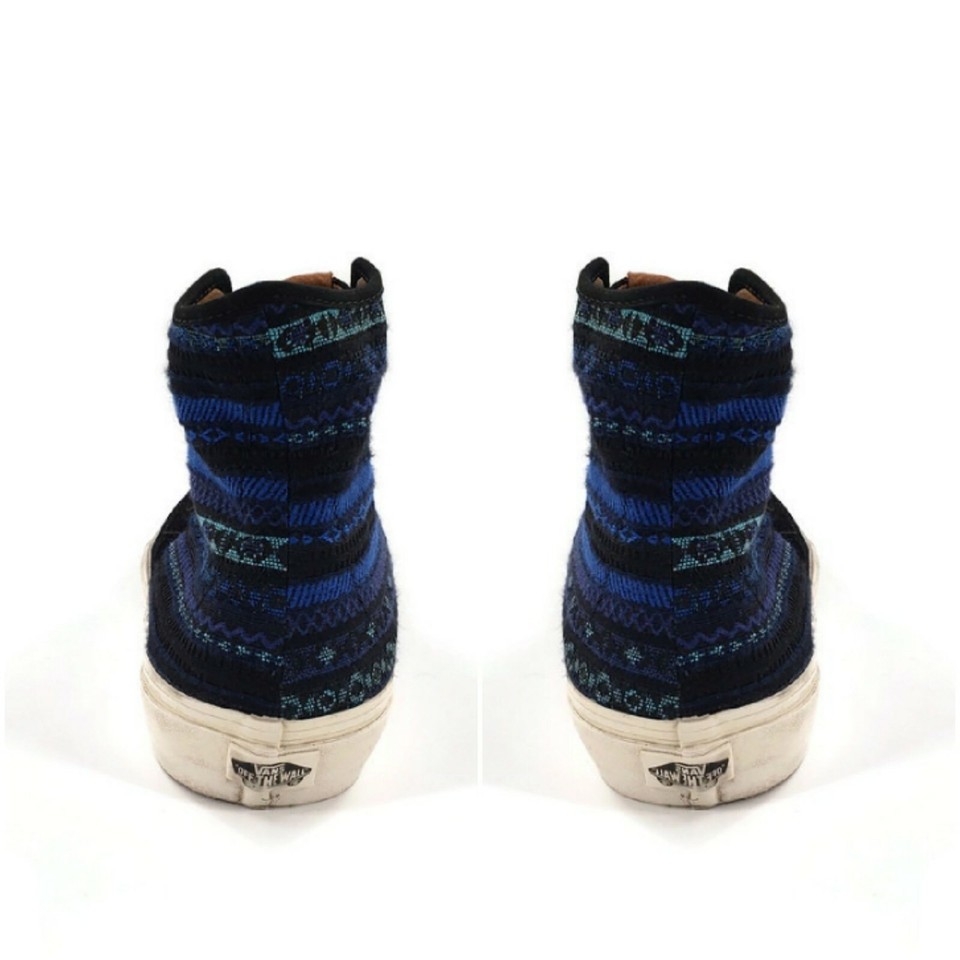 Vans Aztec Skateboard Shoes Black Suede Blue Woven Canvas Men's 13 ...