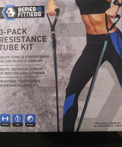 Series-8 fitness 3-pack Resistance Tube Kit. Helps Tone & Strengthen ...