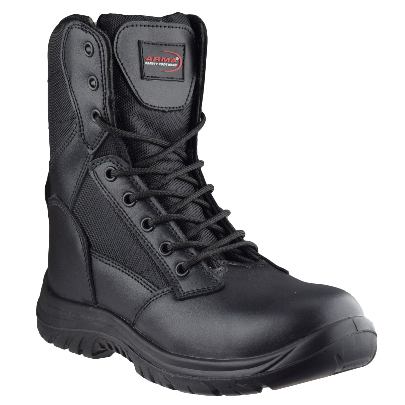 Mens Military Combat Safety Boot Leather Steel Toe Cap Side Zip Police ...