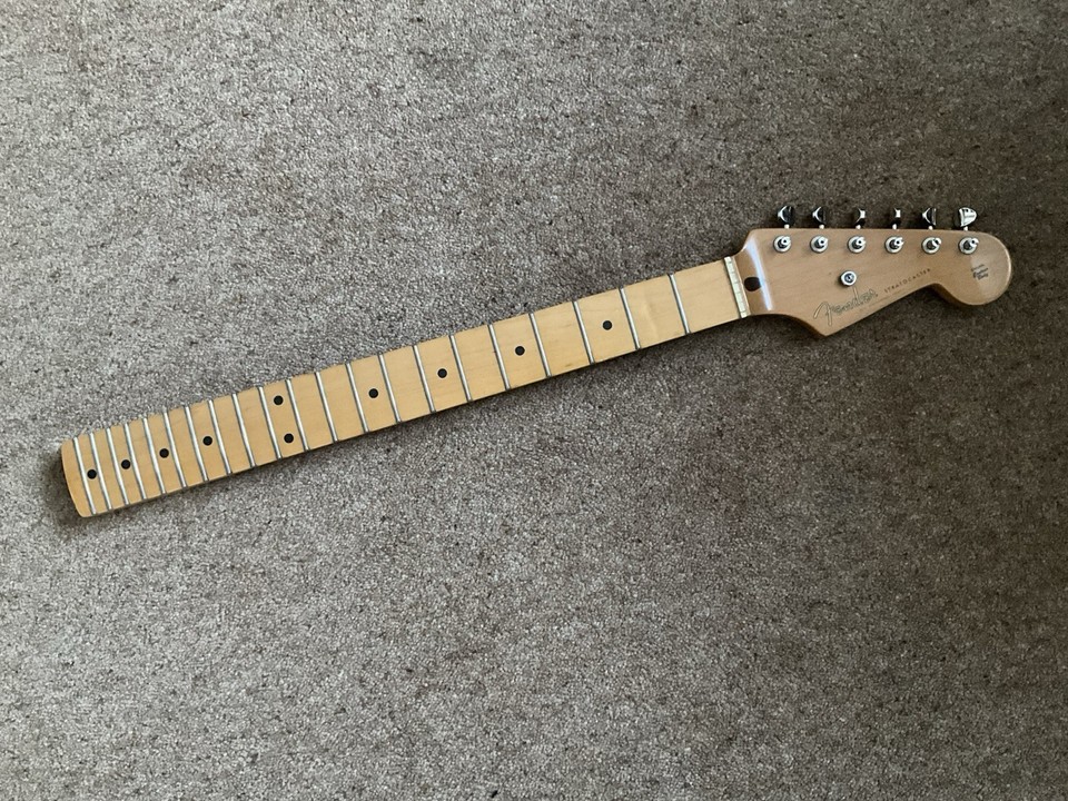 Maple stratocaster strat neck with tuners high gloss finish VGC | eBay UK
