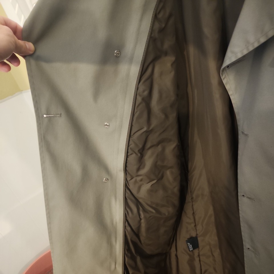 London Fog Mens Classic fit Belted Trench Raincoat Coat 40 R Grey Solid ...