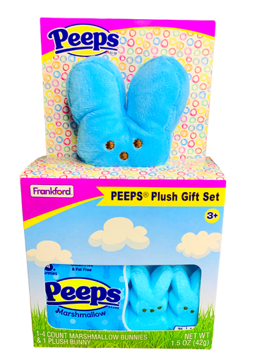 PEEPS Plush Bunny Gift Set, BLUE BUNNY Stuffed Animal & Marshmallow ...