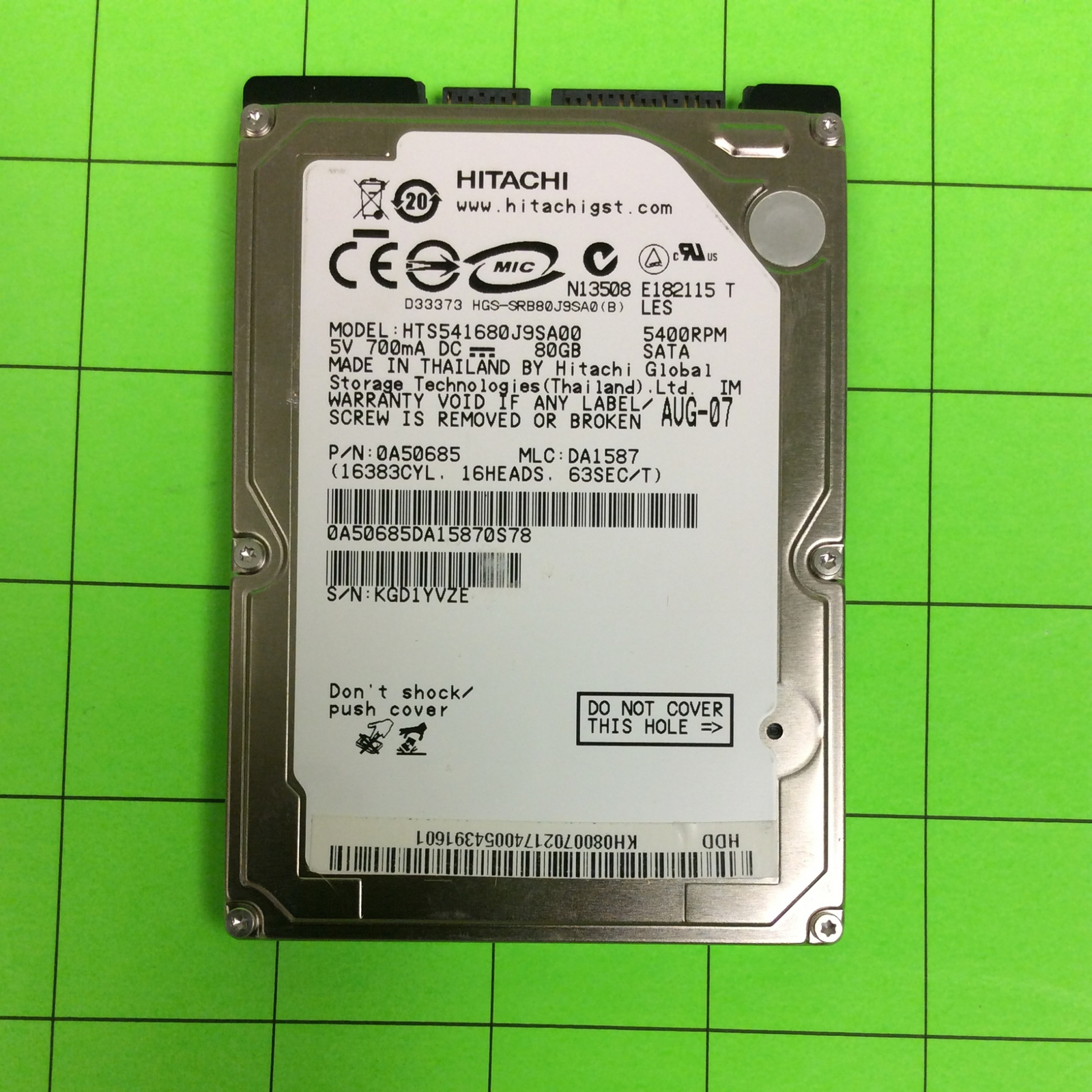 Laptop Computer Hitachi HTS541680J9SA00 80GB SATA Hard Disk Drive | eBay