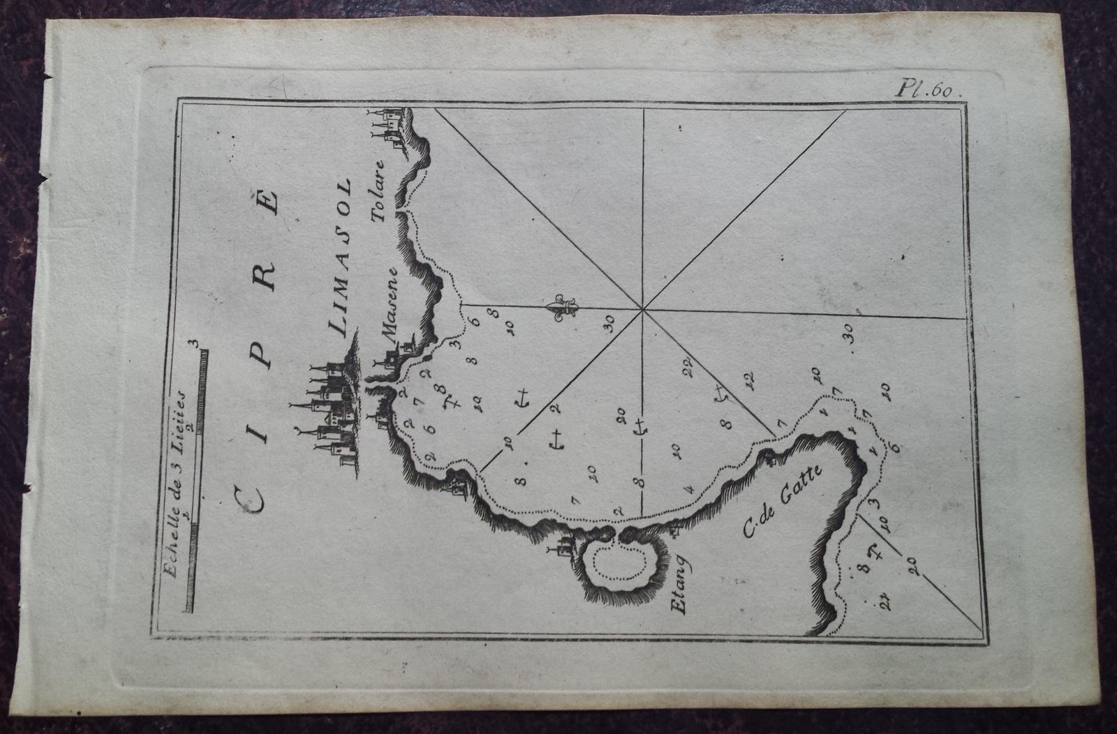 1780 Roux Meucci: Portolano Mappa "Cipre Limasol" Limassol Lemesos ...