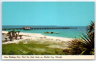 Postcard FL New Fishing Pier Fort De Soto Park Mullet Key F7 | eBay