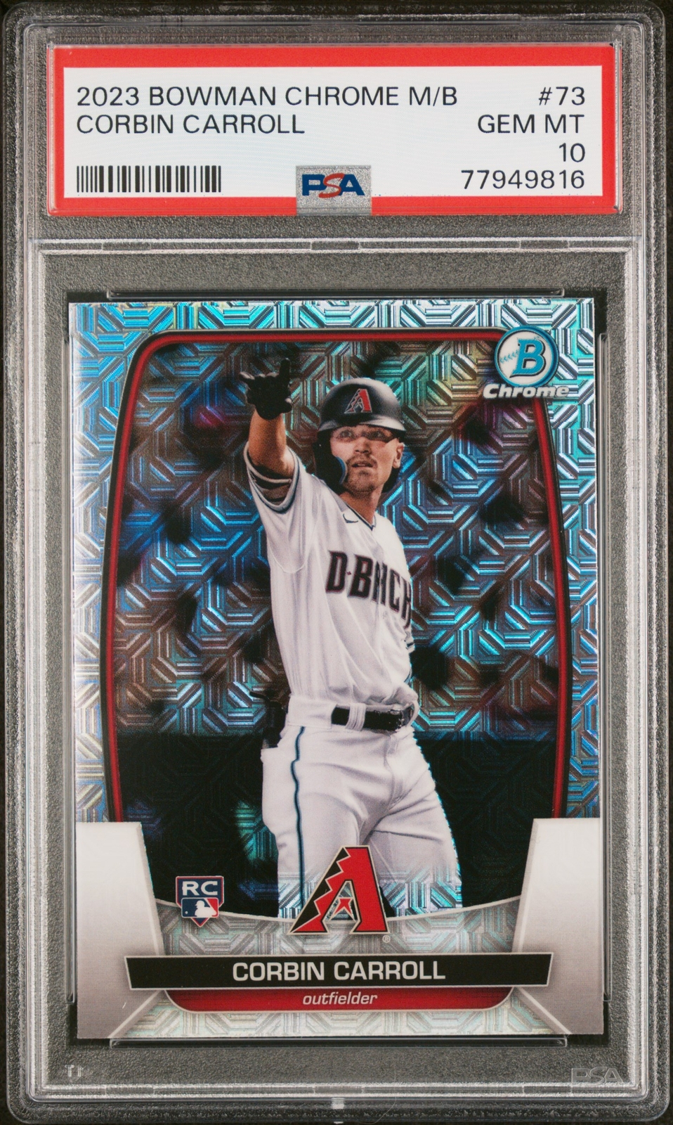 PSA 10 CORBIN CARROLL 2023 Bowman Chrome MEGA BOX Mojo Refractor RC GEM ...