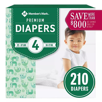 Member's Mark Premium Baby Diapers Size 4 (22-37 Pounds) 210 Count ...