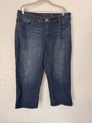 Faded Glory Cropped Jeans Women's 18 Blue Medium Wash Stretch Low-Rise ...